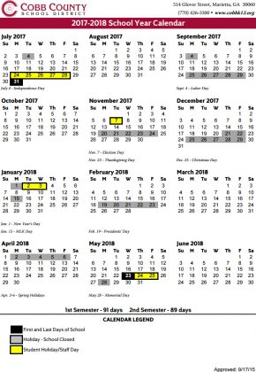 Cobb County School Calendar 2017-2018 | Marietta.com